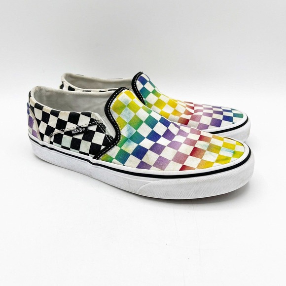 Vans | Shoes | Vans Asher Sneaker Colorful Check Canvas Slip On Skate ...